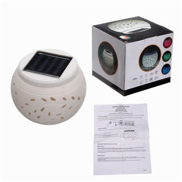 Ceramic Color Changing Solar Table Lamp for Garden or Indoor