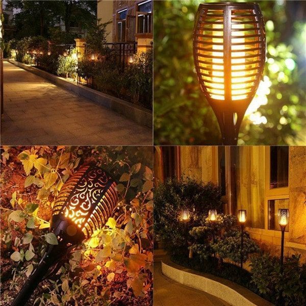 Solar Tiki Path Light 96 LED Flickering Torch for Landscape Decoration