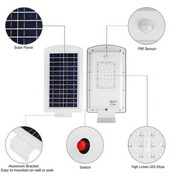 All-In-One Solar Street Light with PIR Motion Sensor 15W Security Lamp